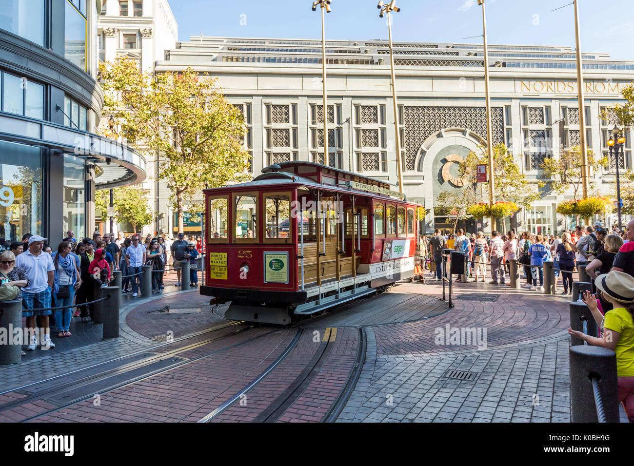 Cable car turning at the end of the line. San Francisco, Marin County ...