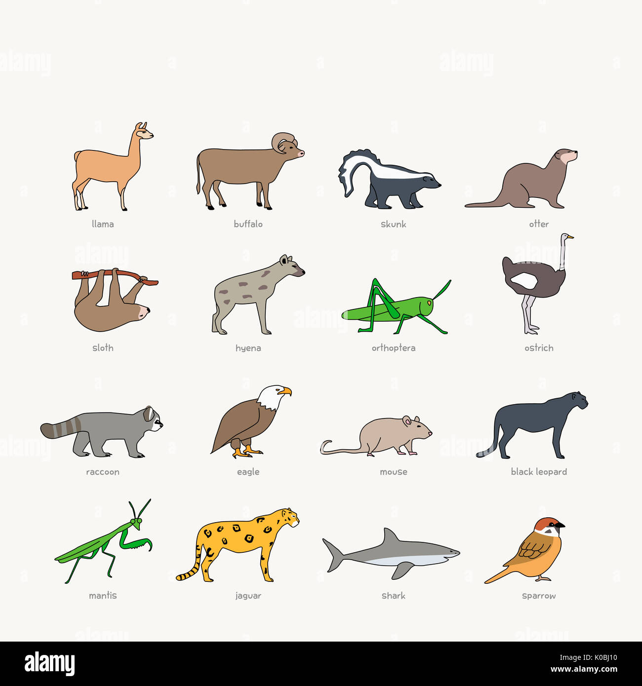 Icons of various animals Stock Photo - Alamy