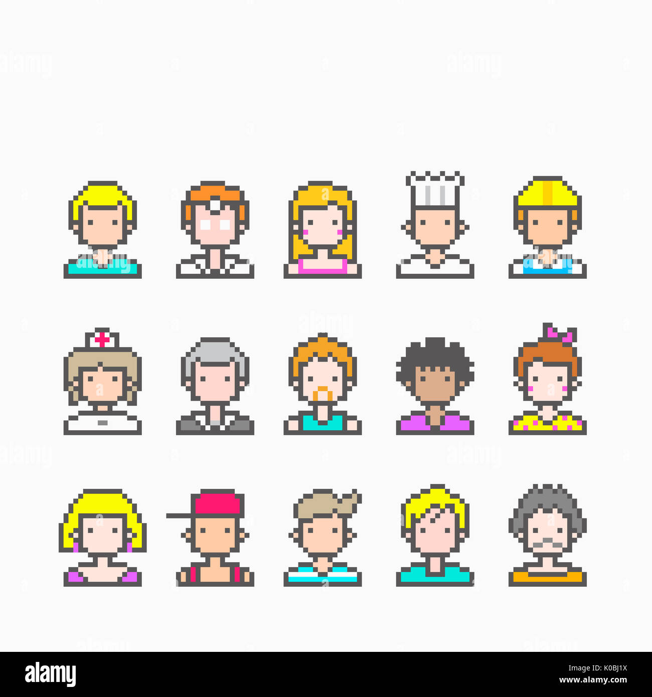 Various pixel icons of various career people Stock Photo - Alamy