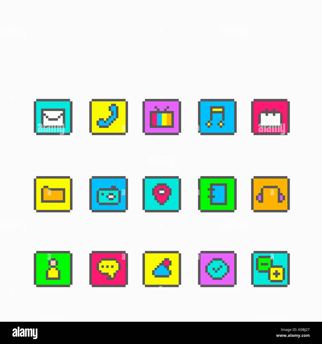 Various pixel icons Stock Photo - Alamy