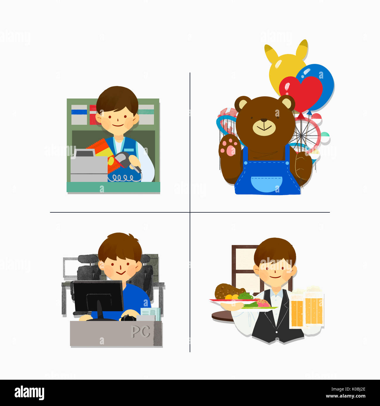 Illustration of various kinds of jobs Stock Photo - Alamy