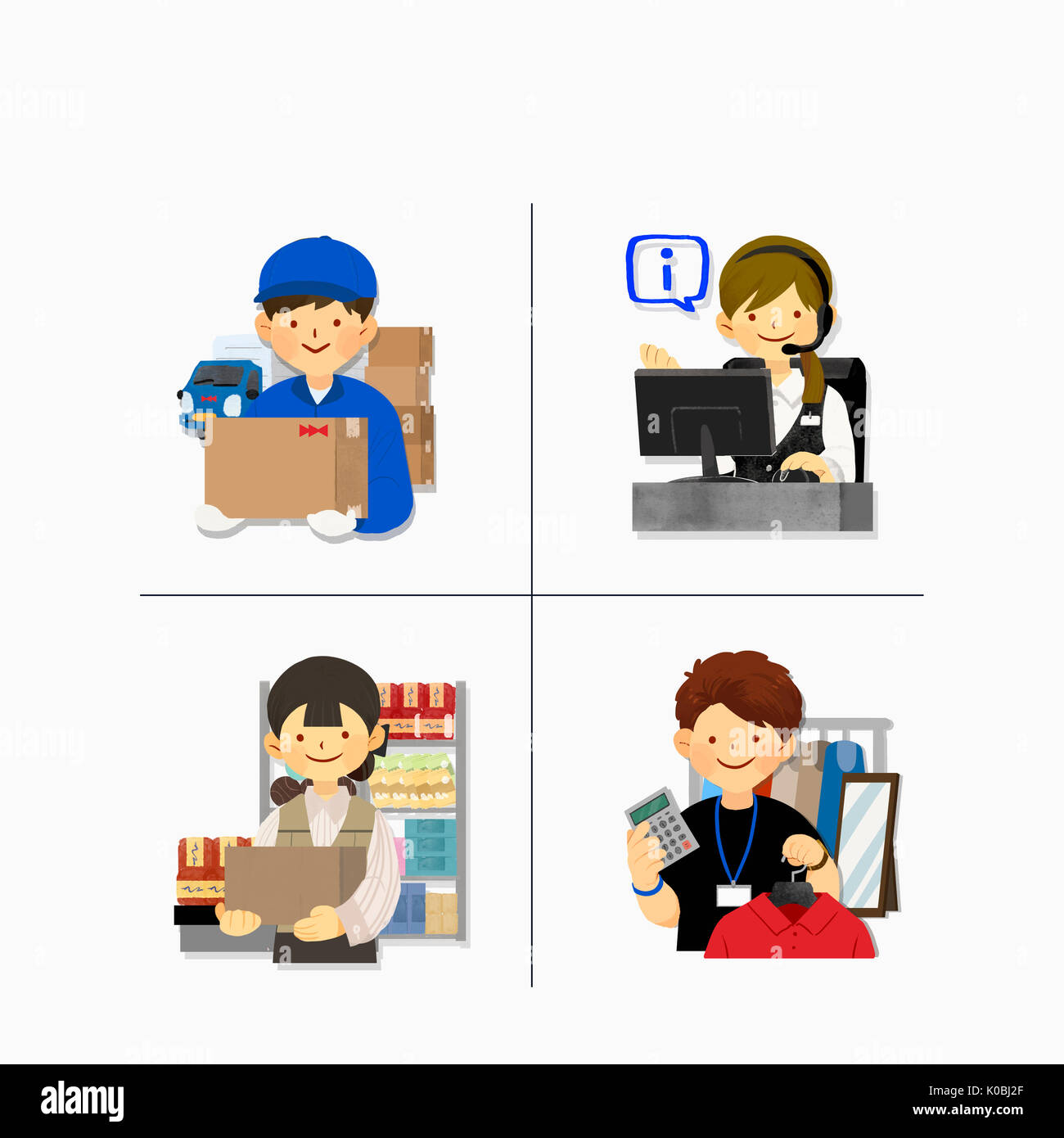 Illustration of various kinds of jobs Stock Photo - Alamy