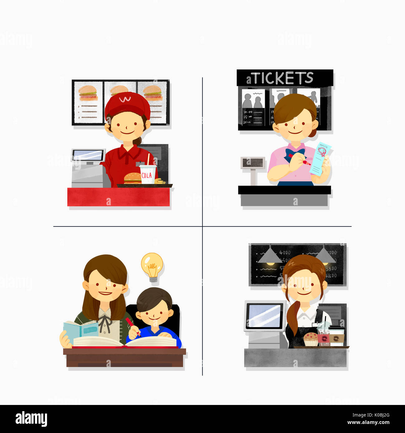 Illustration of various kinds of jobs Stock Photo - Alamy