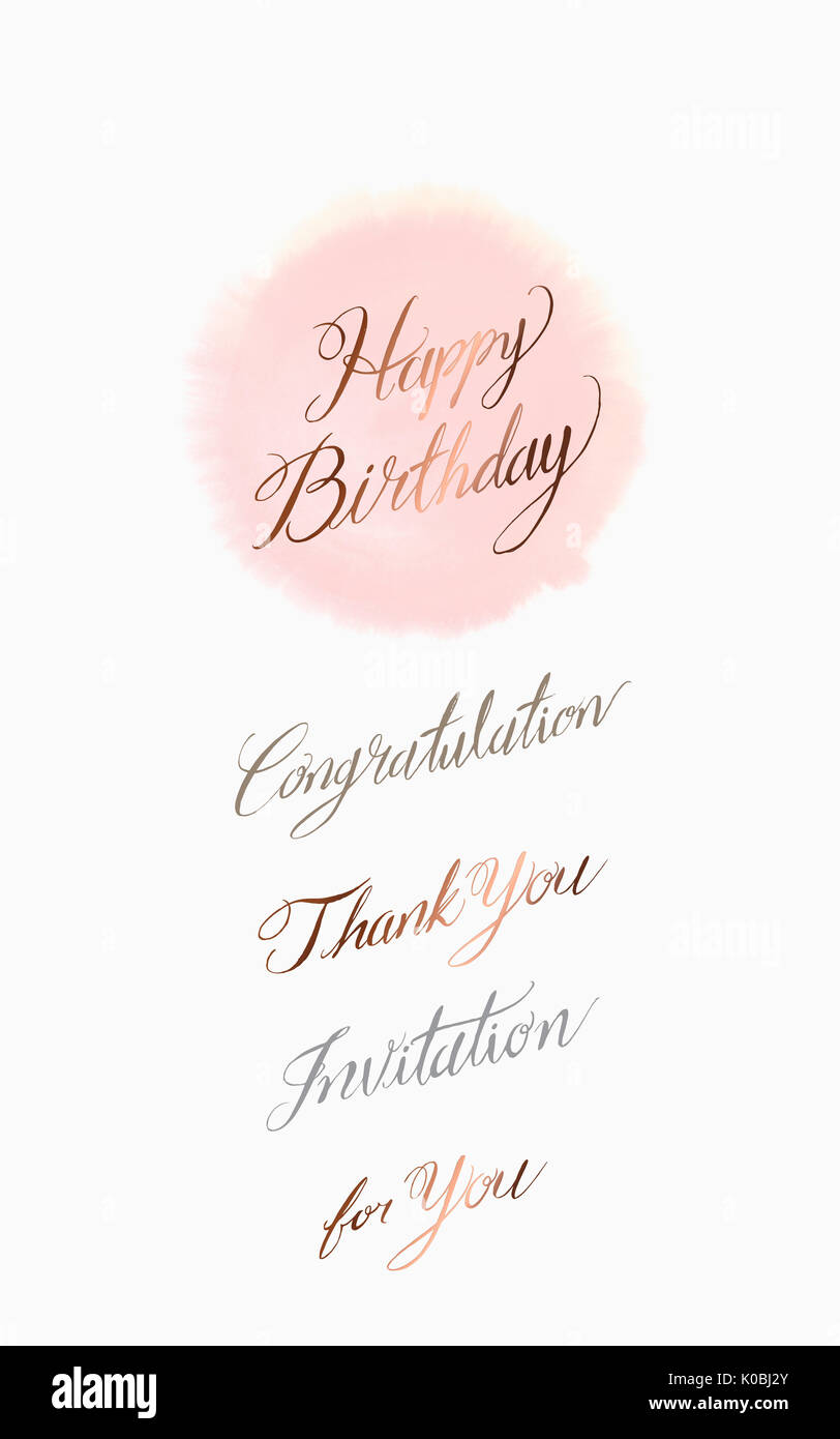 Calligraphic English letters for birthday celebration Stock Photo - Alamy