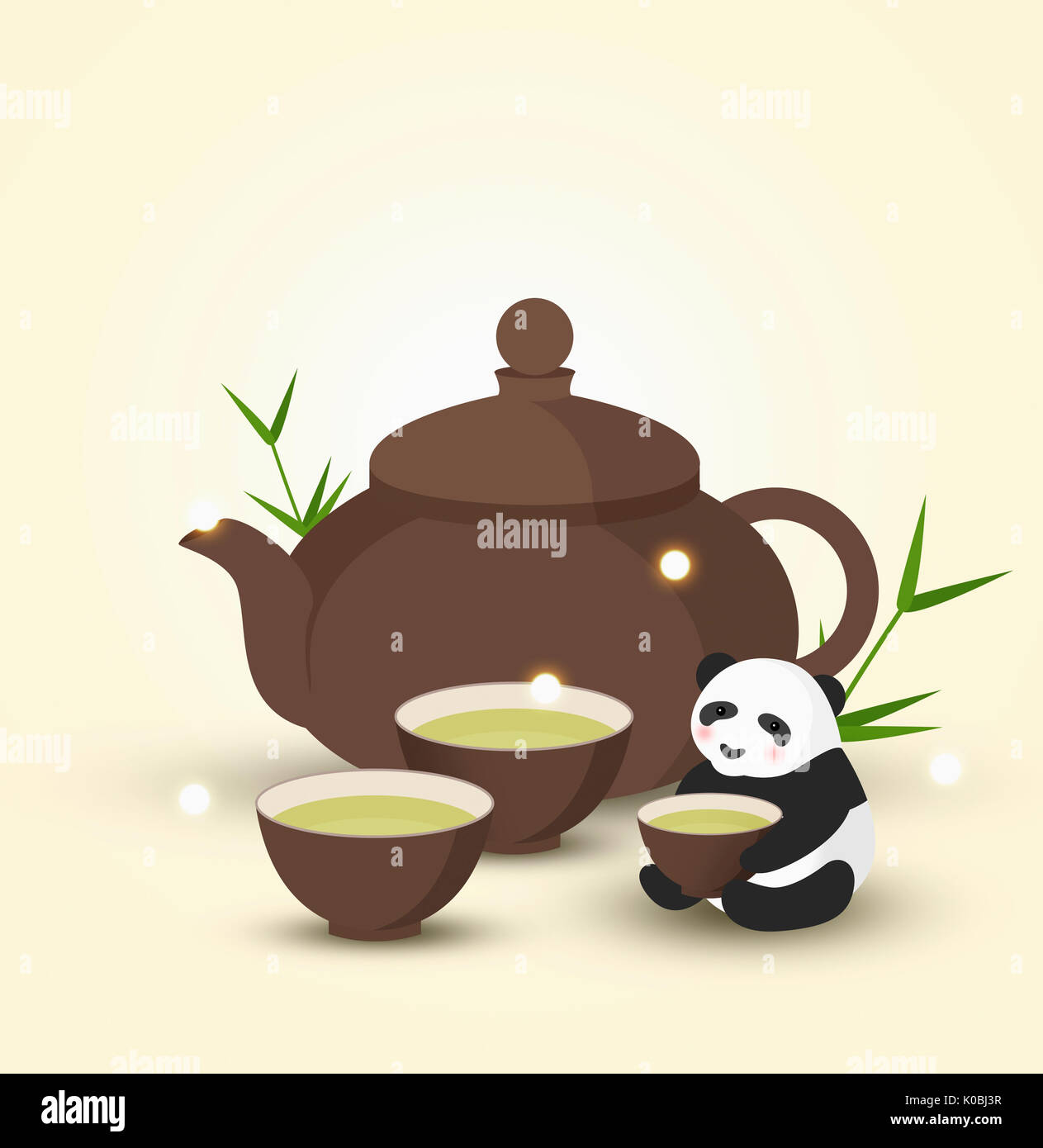 Traditional Chinese tea set and panda Stock Photo - Alamy