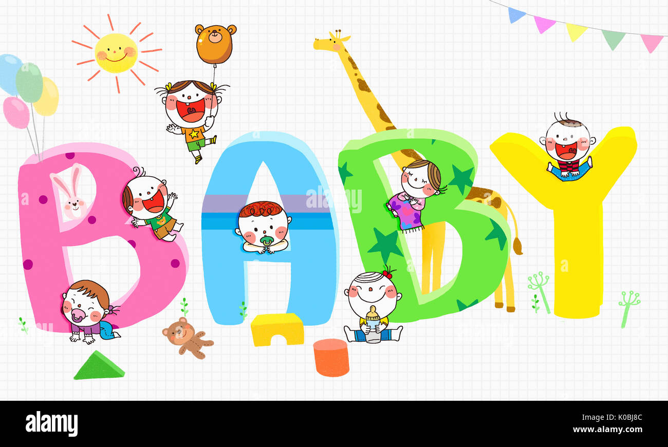 Typography of English letters for BABY Stock Photo - Alamy