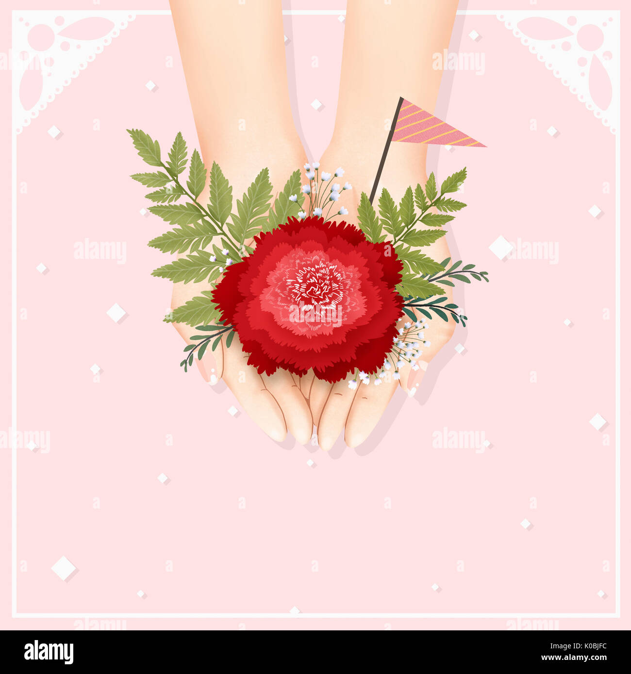 Hands holding carnation flowers Stock Photo - Alamy