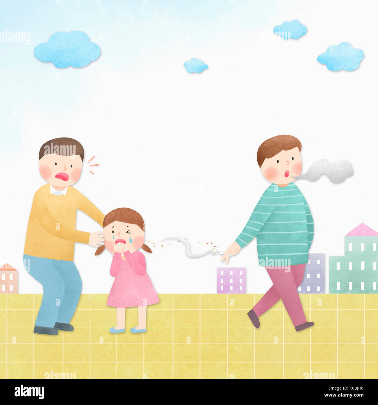 Stressful father and daughter suffering from a smoker Stock Photo - Alamy