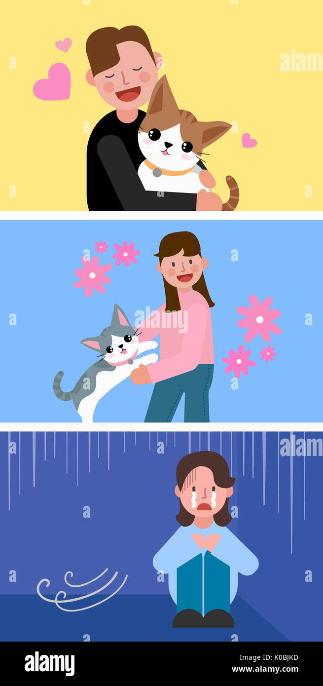 Woman crying jealous of people happy with their pet animals Stock Photo ...
