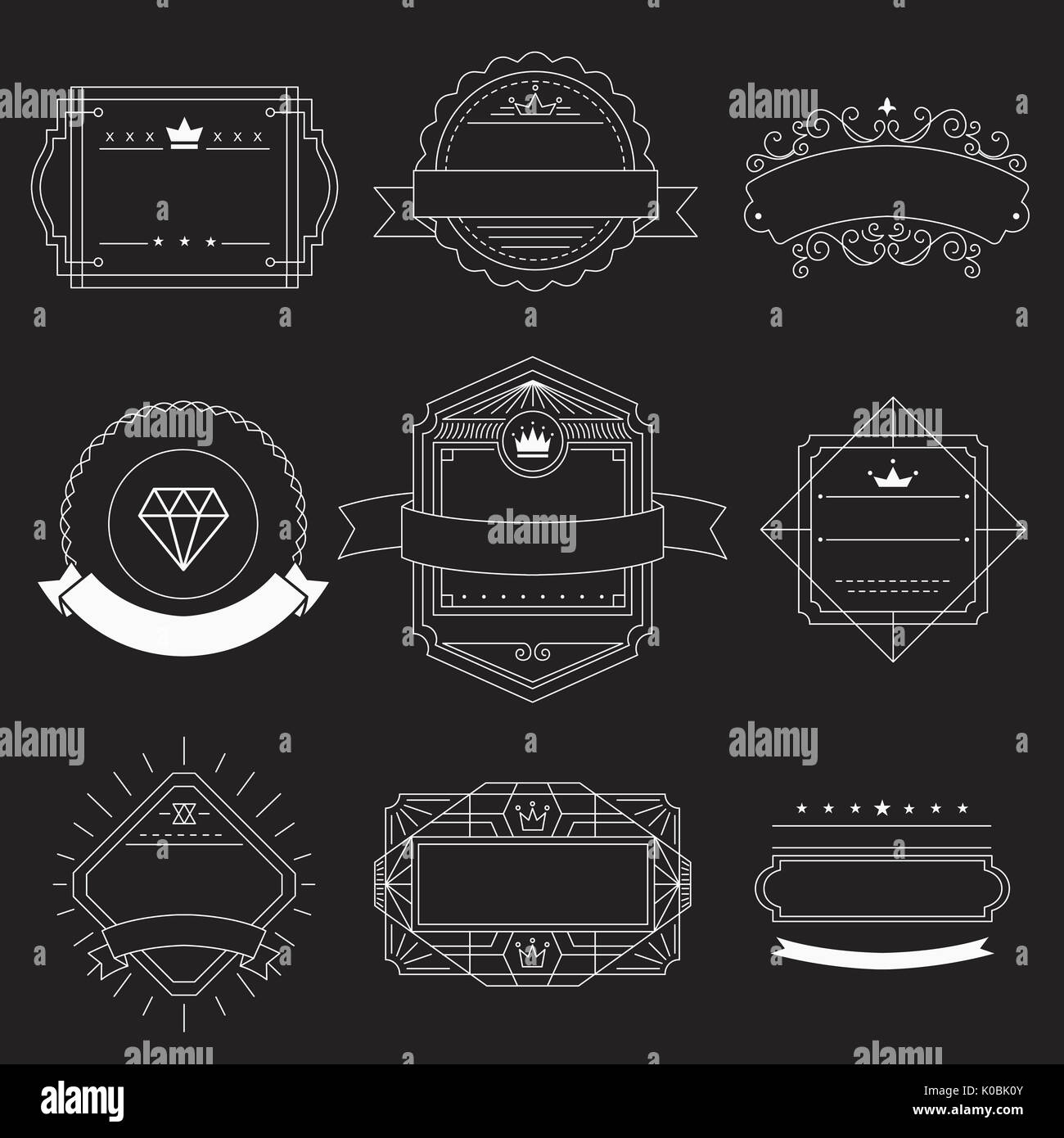 Various luxurious vintage emblem labels Stock Photo - Alamy