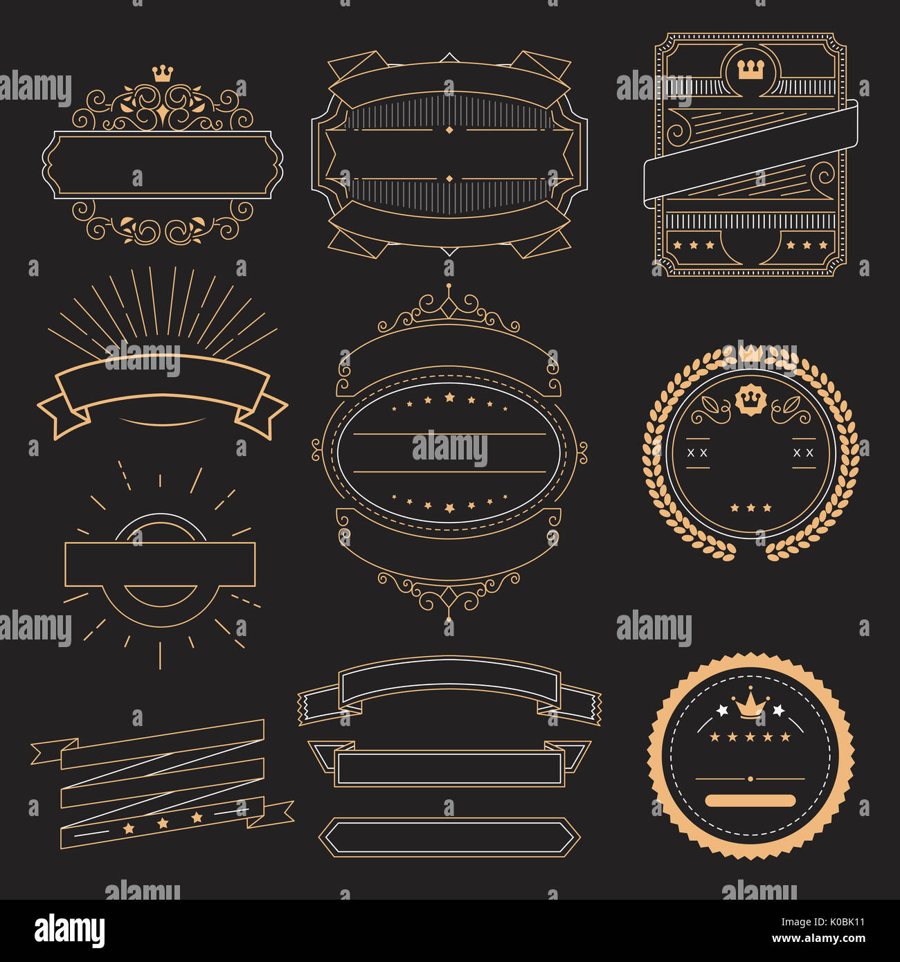 Various luxurious vintage emblem labels Stock Photo - Alamy