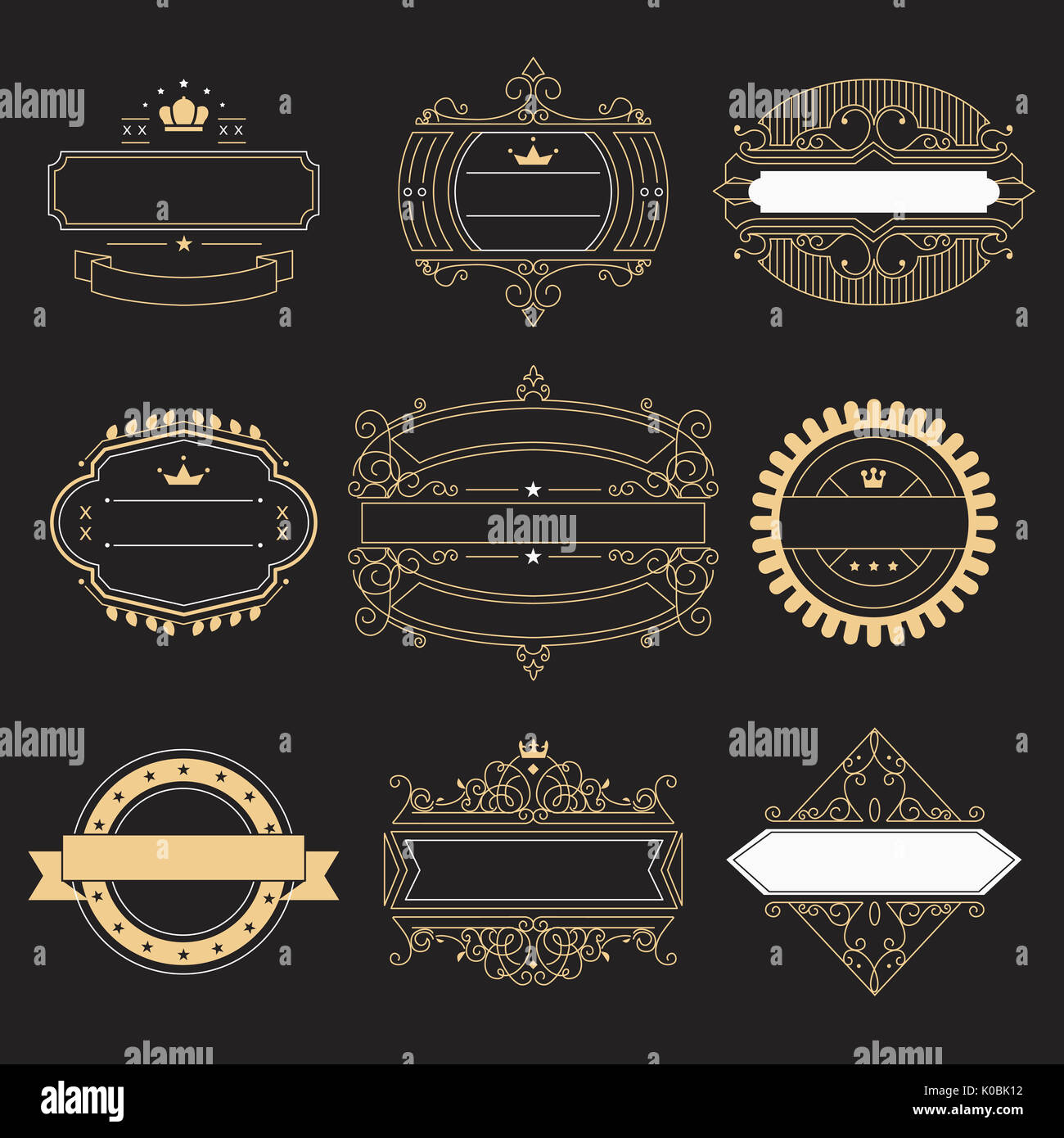 Various luxurious vintage emblem labels Stock Photo - Alamy