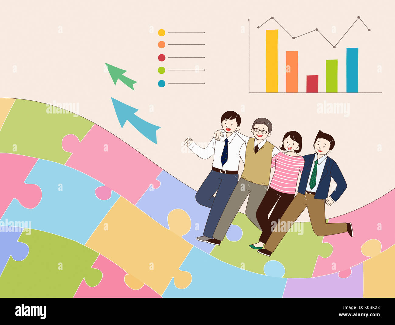 Illustration representing teamwork of business people Stock Photo - Alamy