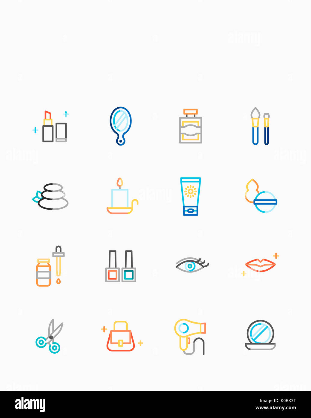 Set of various icons related to beauty treatment Stock Photo - Alamy