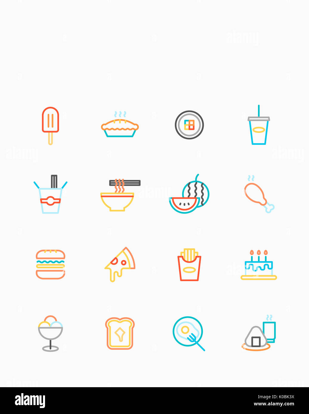 Set of various icons related to food Stock Photo - Alamy