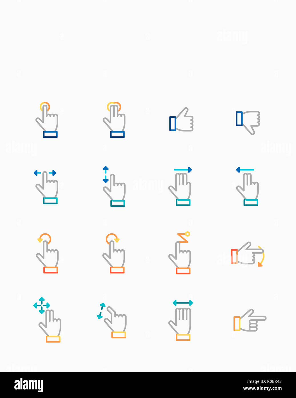Icon set of various hand gestures Stock Photo - Alamy