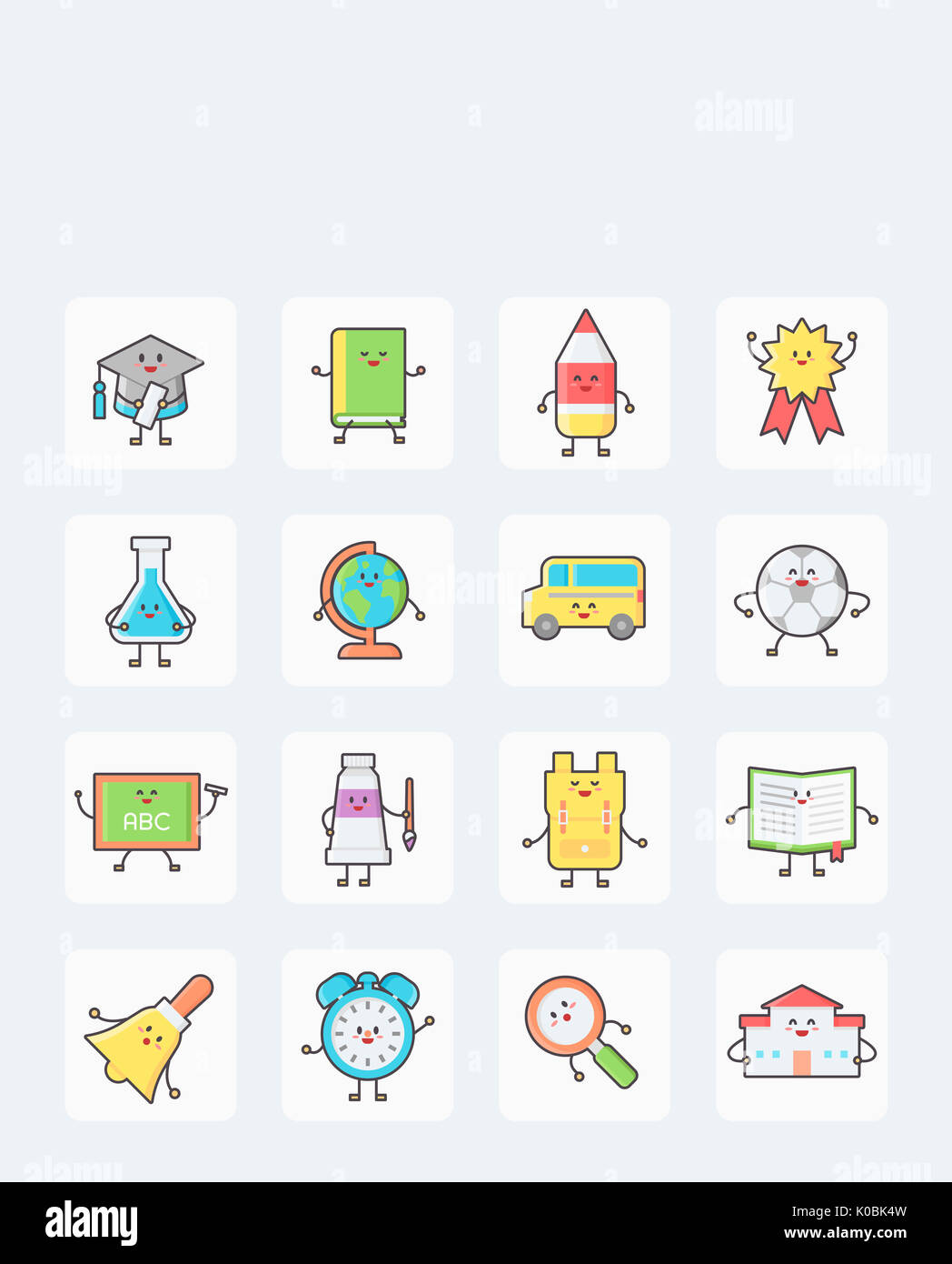 Set of various charater icons related to school education Stock Photo ...