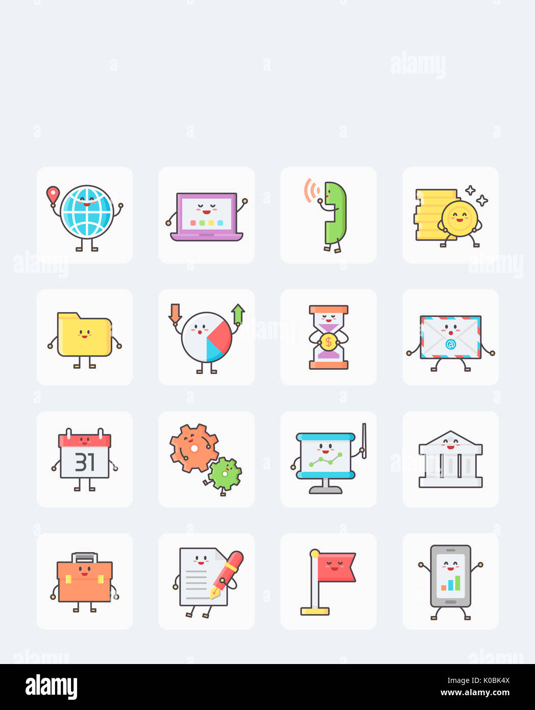 Set of character icons related to global business Stock Photo - Alamy