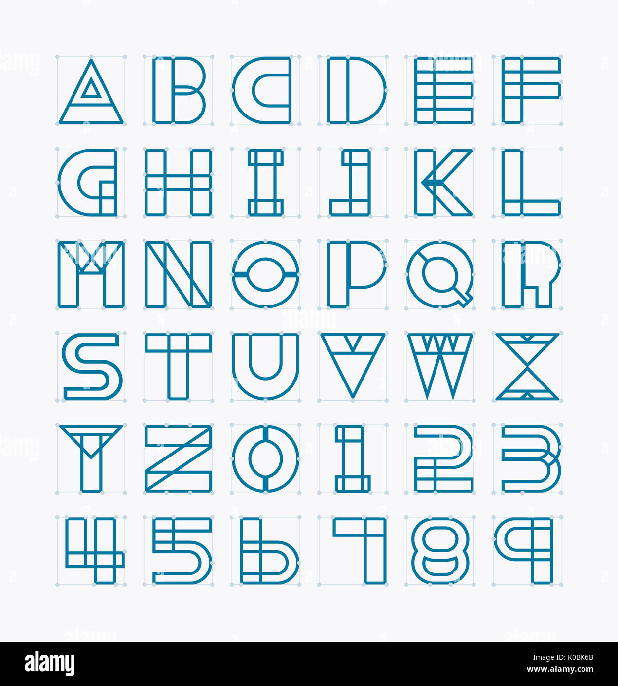 Geometric typography of alphabets and numbers Stock Photo - Alamy