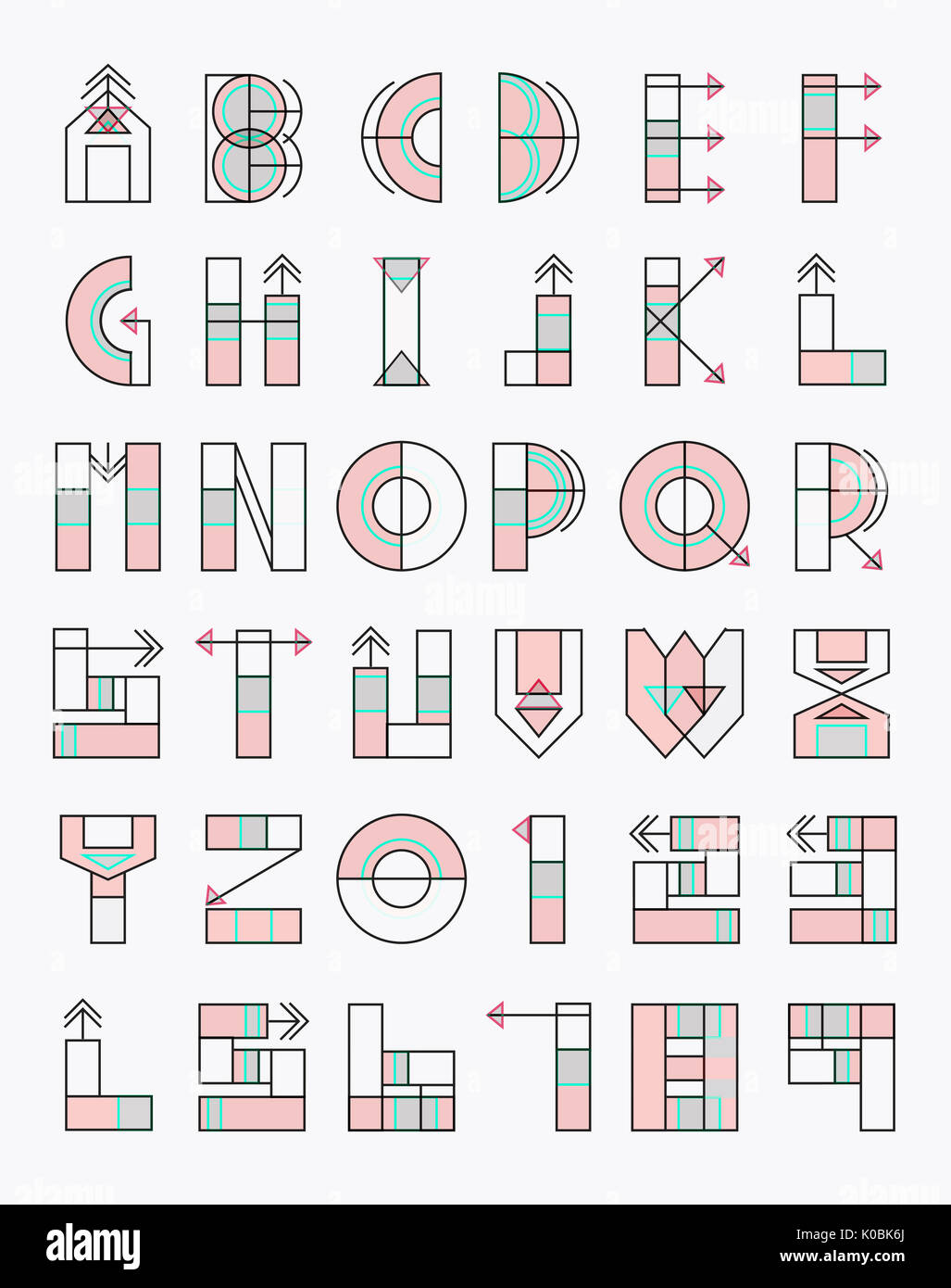 Geometric typography of alphabets and numbers Stock Photo - Alamy