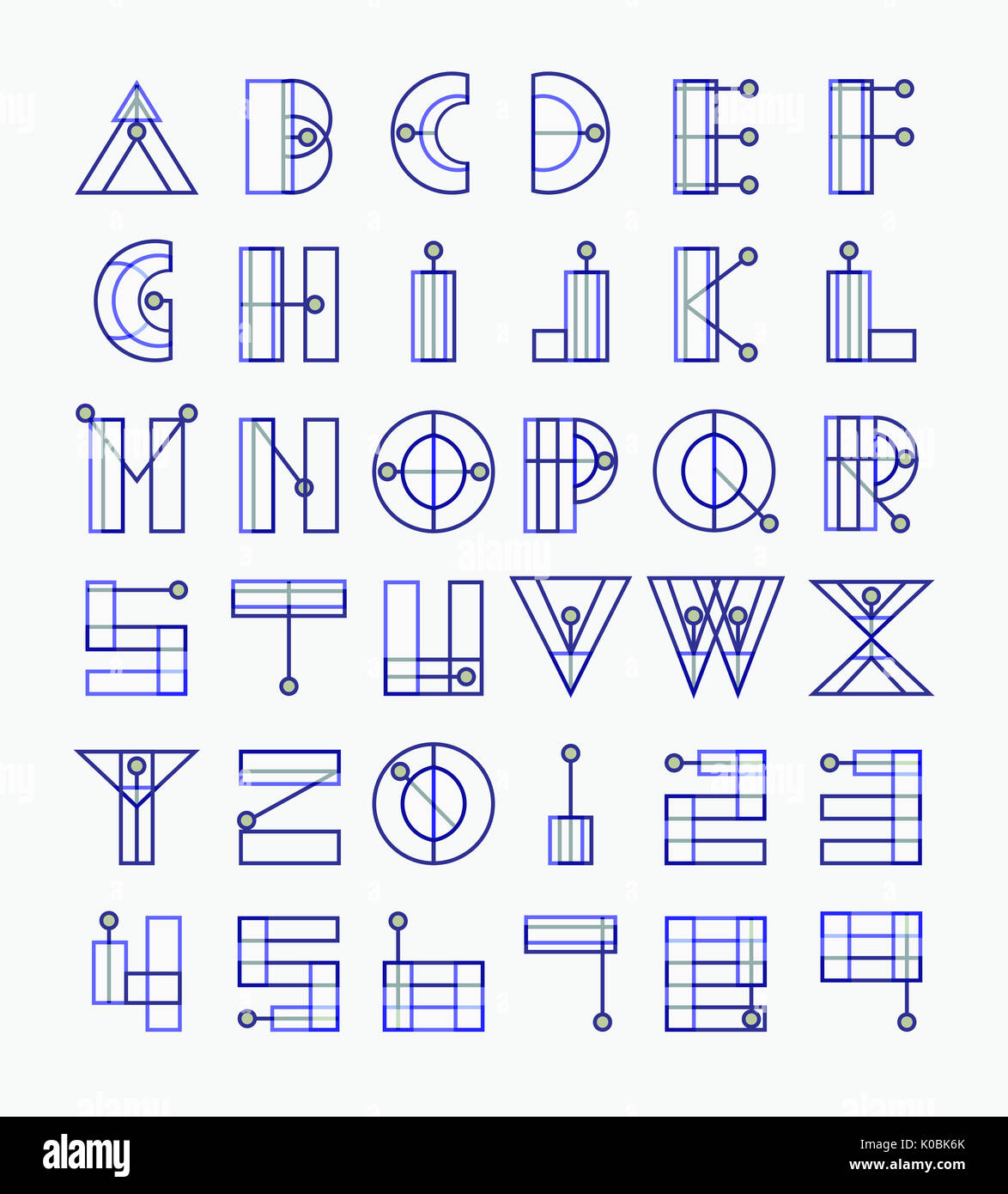 Geometric typography of alphabets and numbers Stock Photo - Alamy