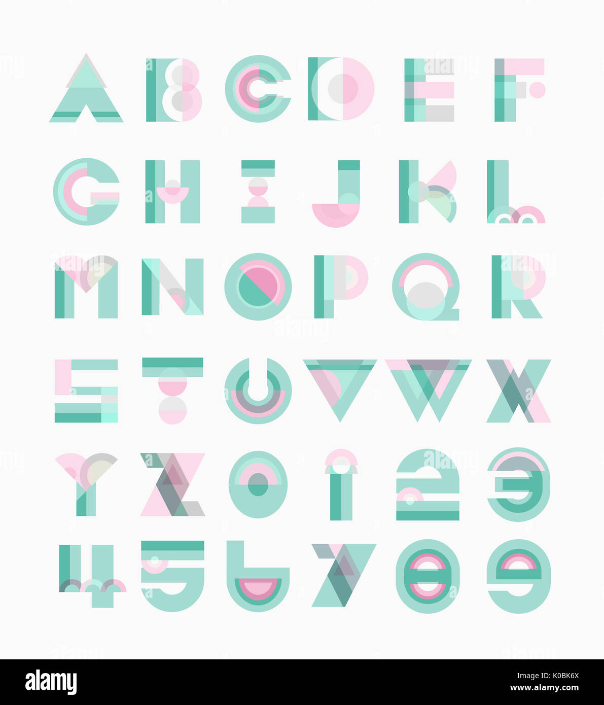 Geometric typography of alphabets and numbers Stock Photo - Alamy