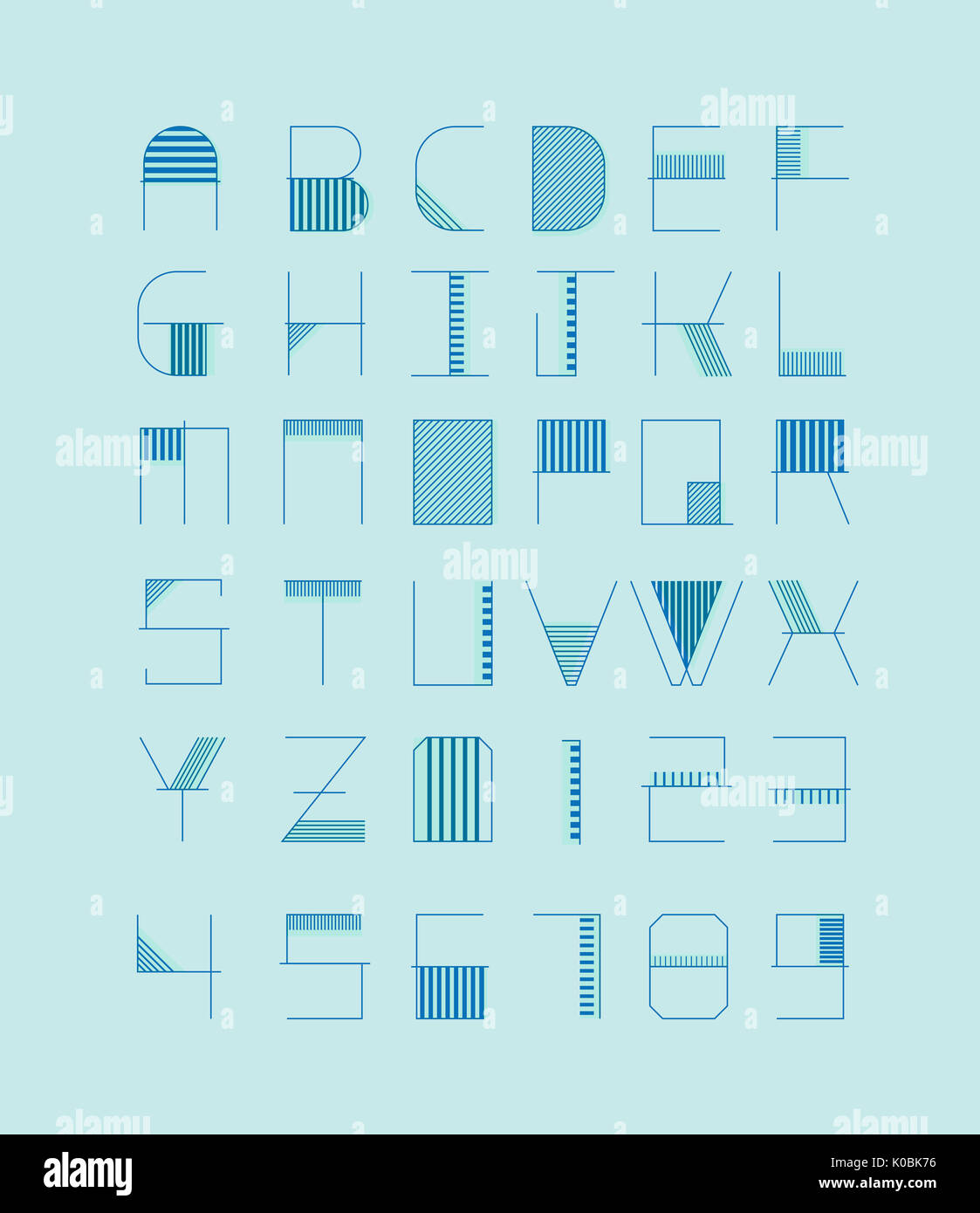 Geometric typography of alphabets and numbers Stock Photo - Alamy