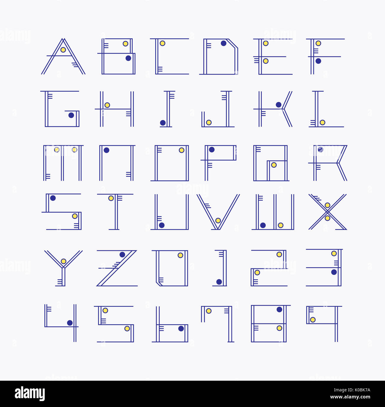 Geometric typography of alphabets and numbers Stock Photo - Alamy