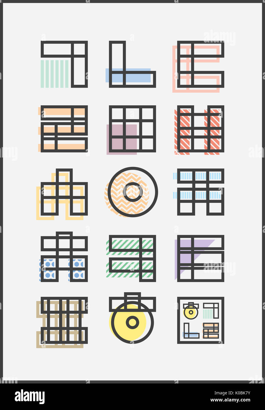 Typography of Korean alphabets with geometric patterns Stock Photo - Alamy