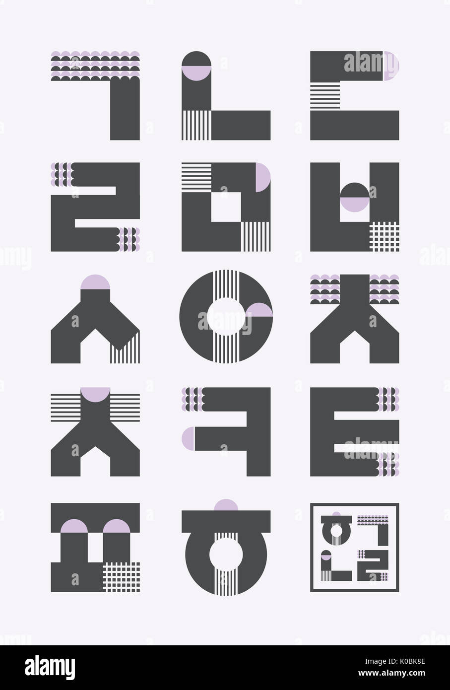 Typography of Korean alphabets with geometric patterns Stock Photo - Alamy
