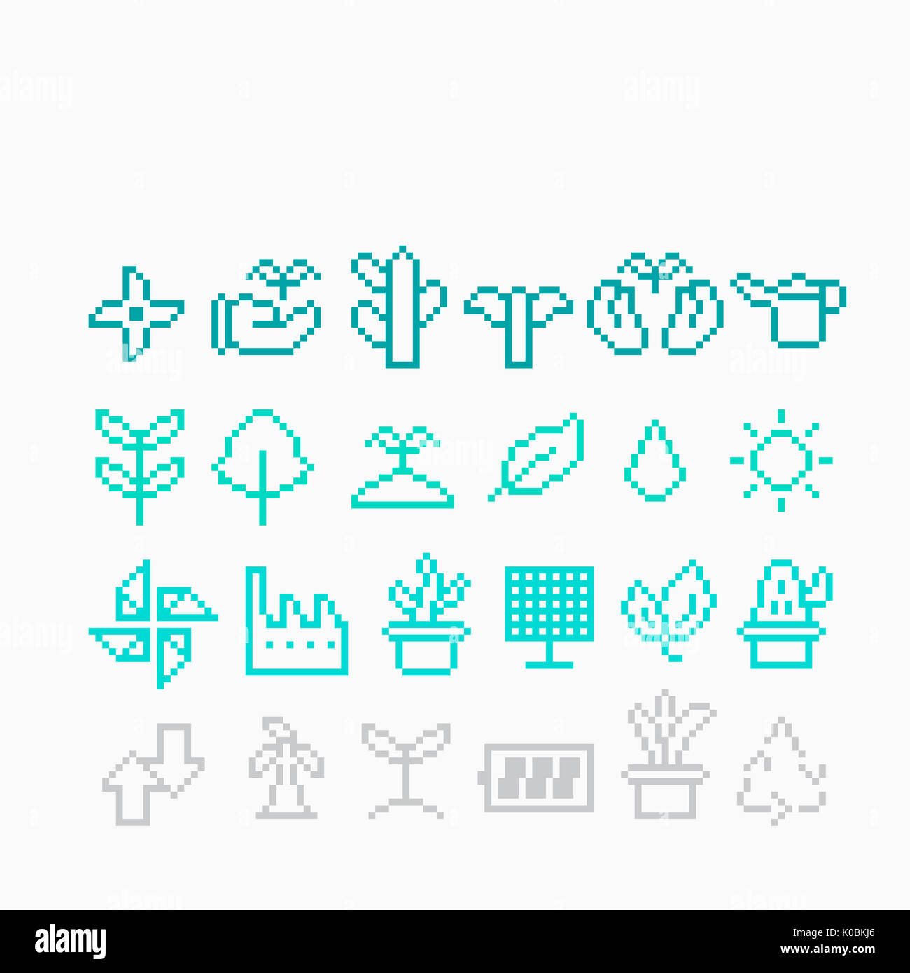 Various pixel icons related to environmental protection Stock Photo - Alamy