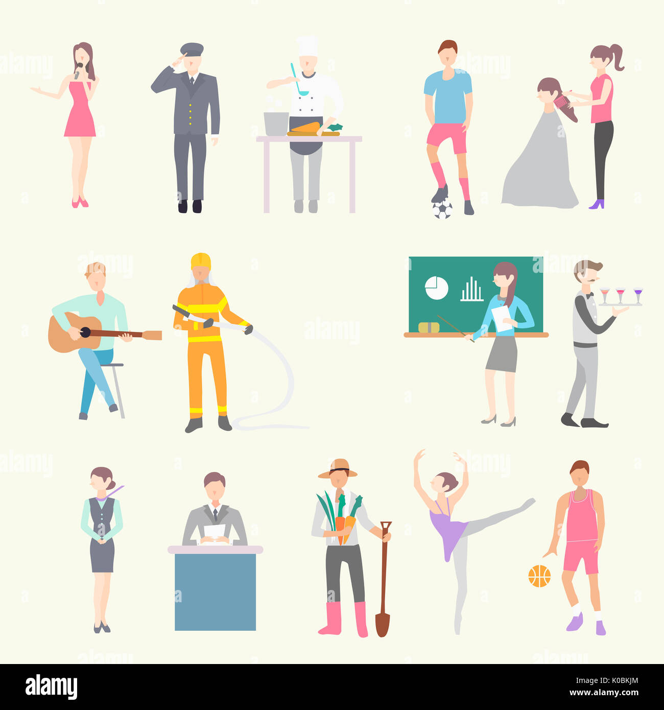 Icon set of various career people Stock Photo - Alamy