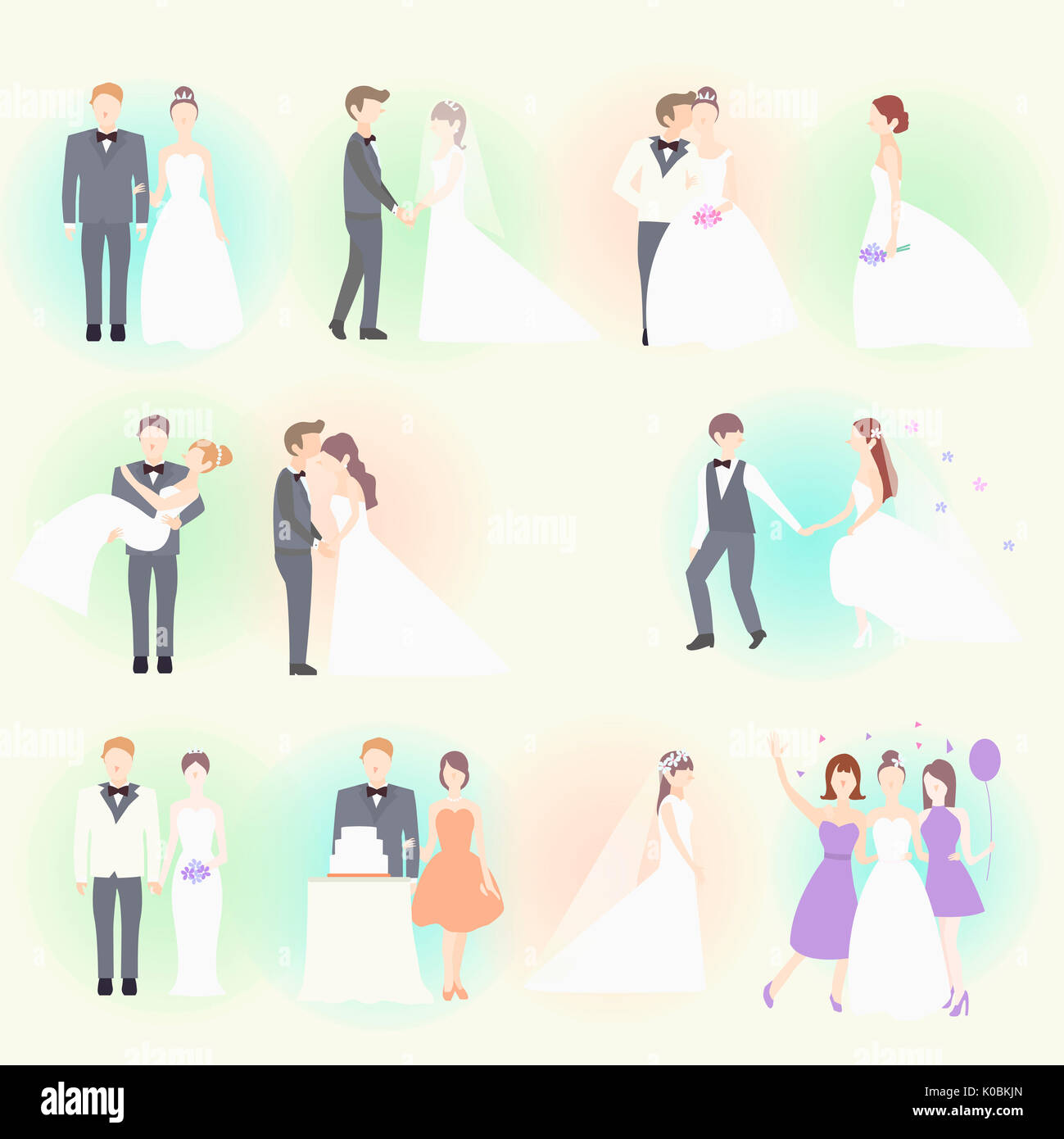 Icon set of various wedding couple Stock Photo - Alamy