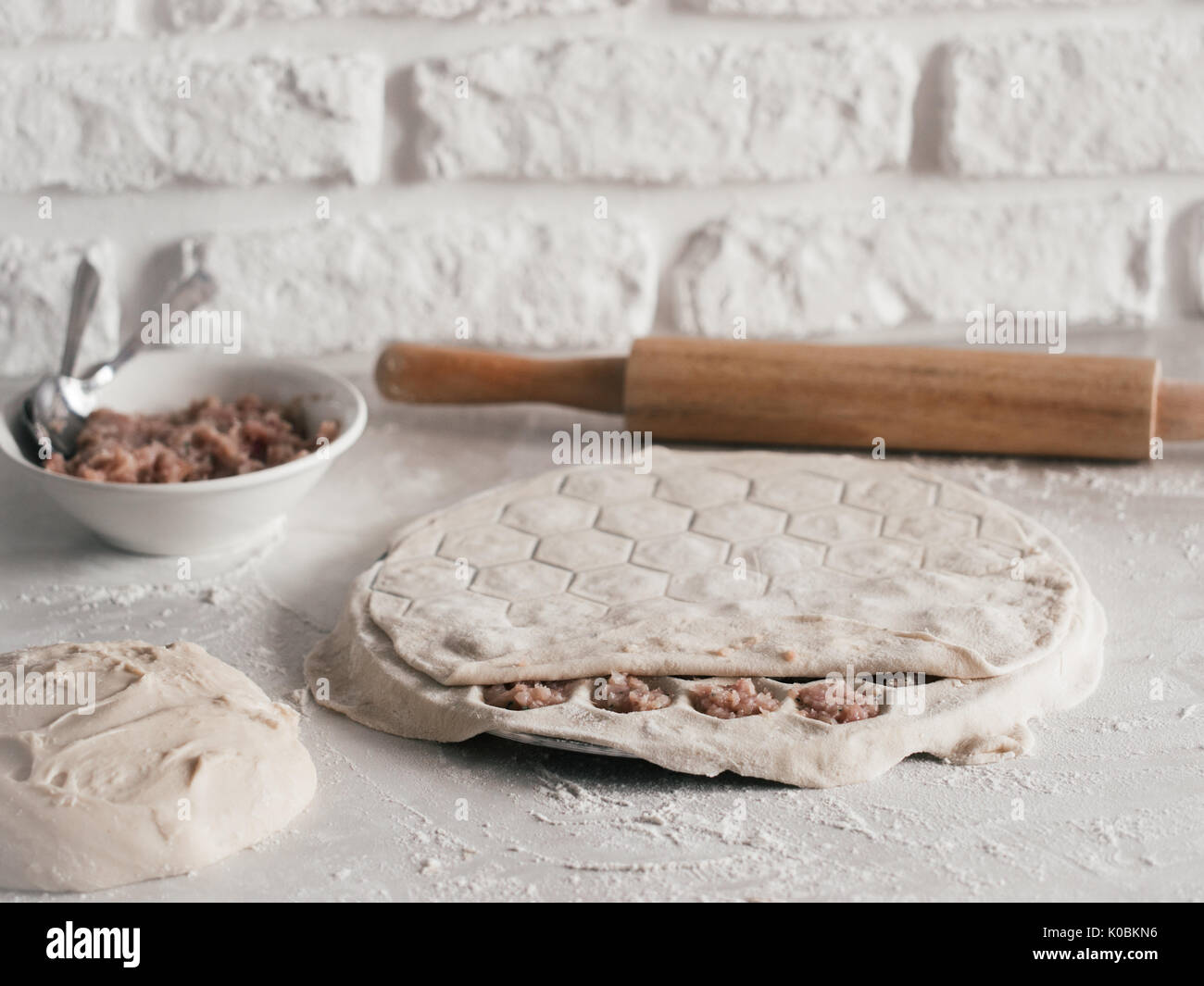 Process of making homemade pelmeni Stock Photo - Alamy