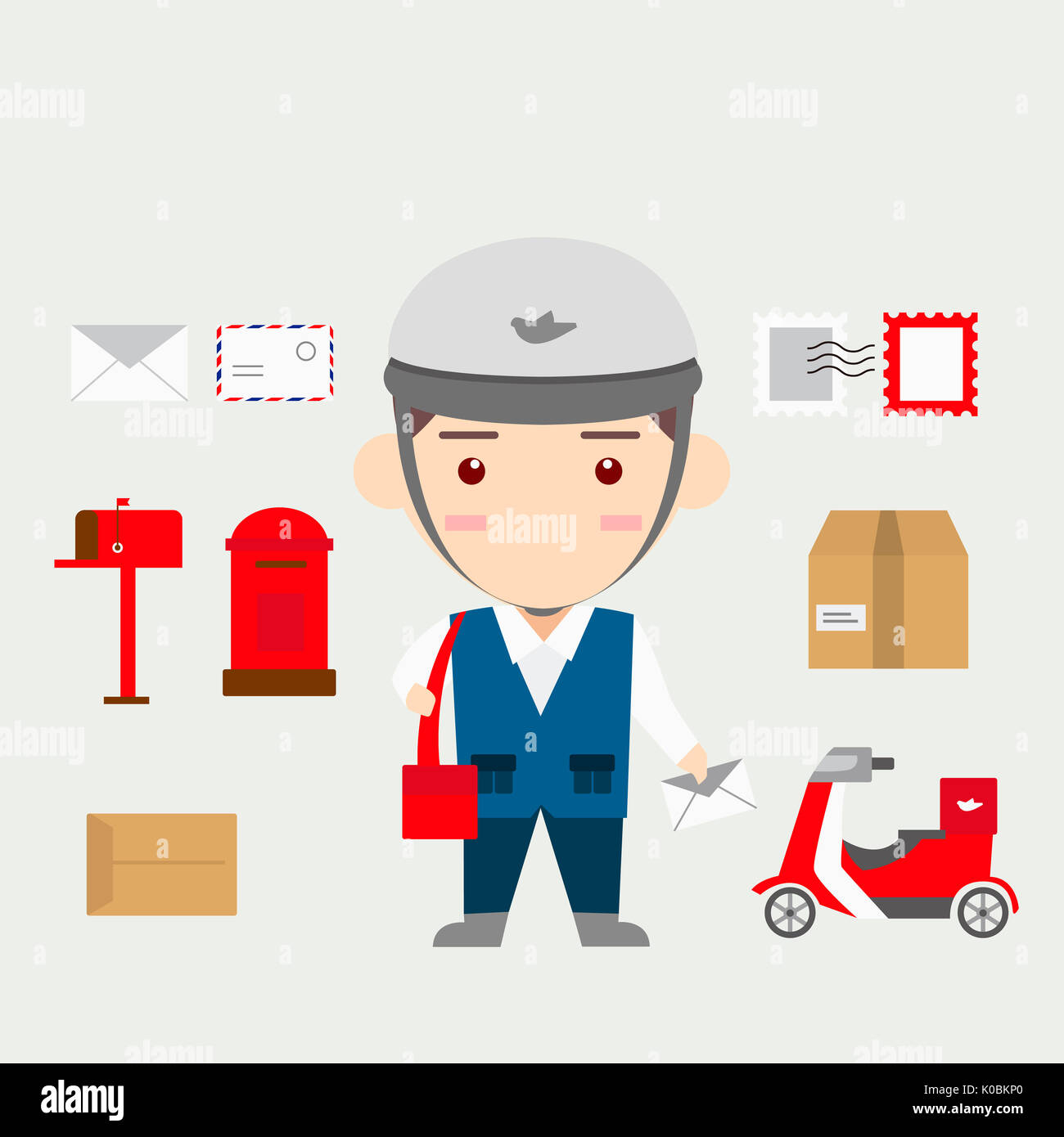 Mail carrier in illustration Stock Photo - Alamy
