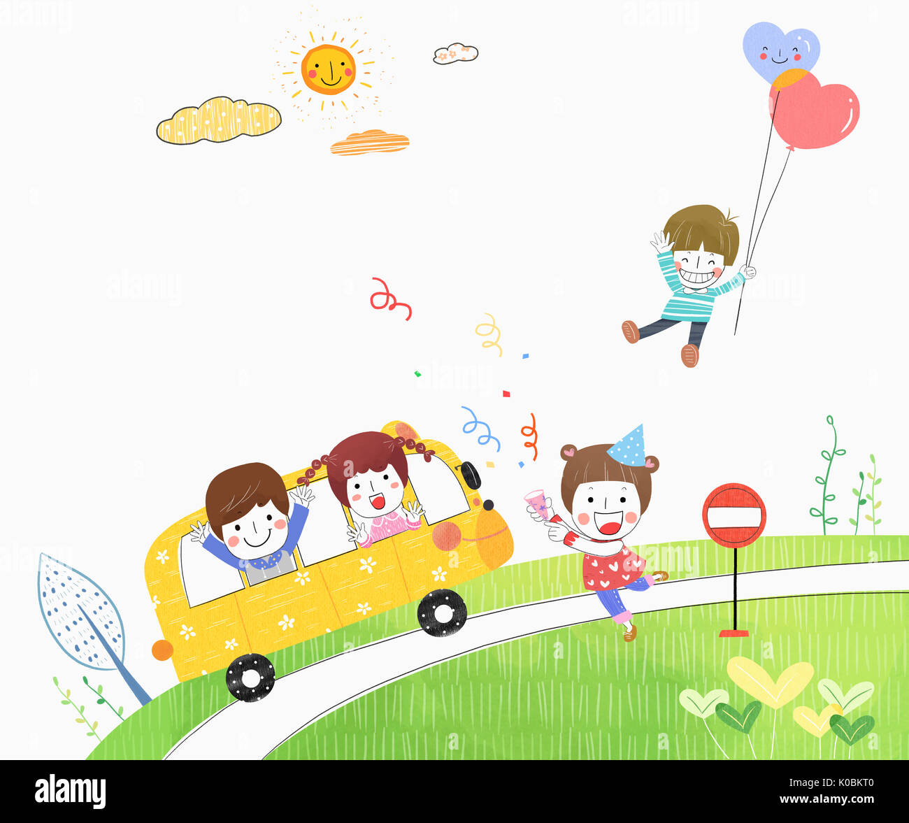 Smiling elementary school children starting new semester Stock Photo ...