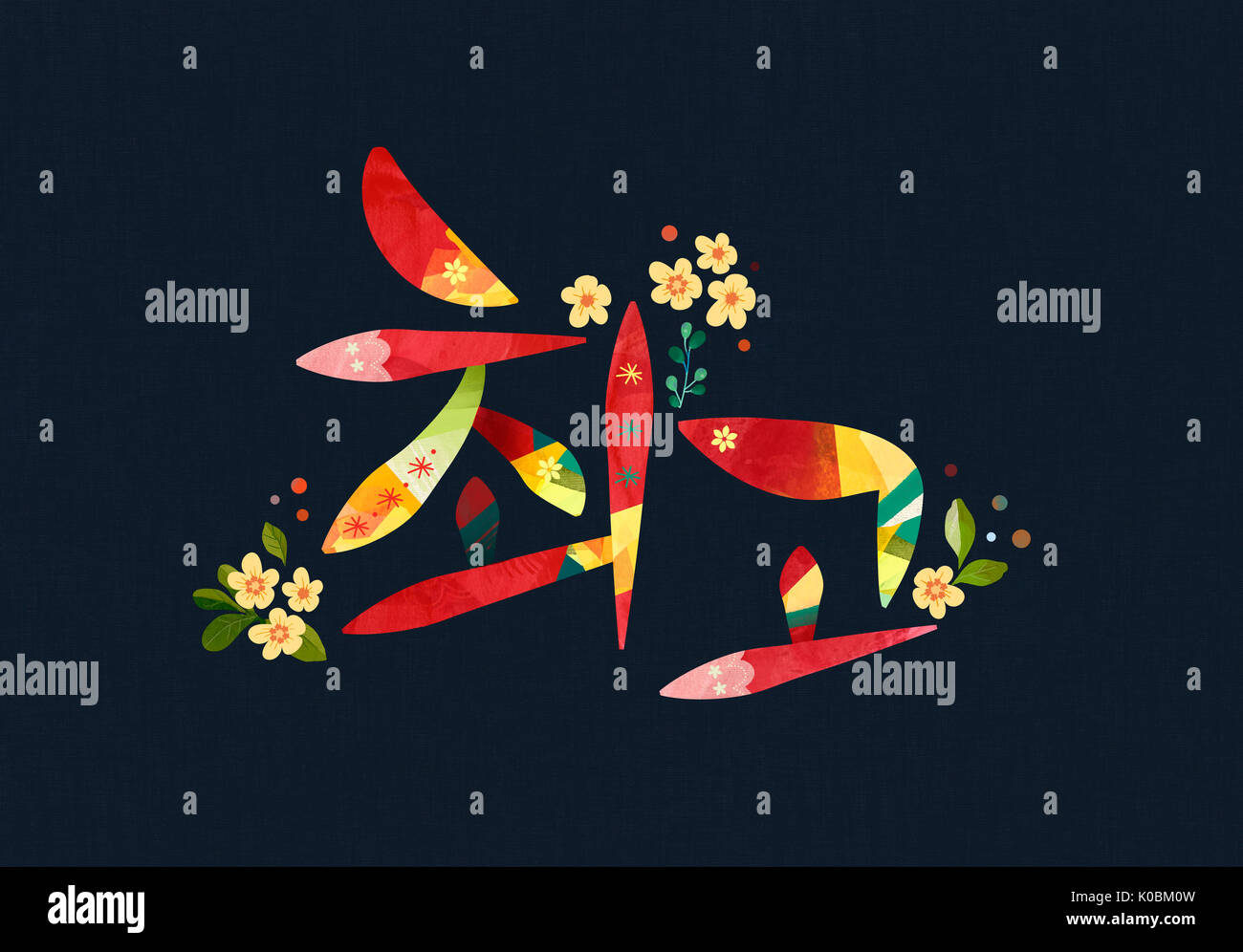 Korean letters with traditional patterns and flowers Stock Photo - Alamy