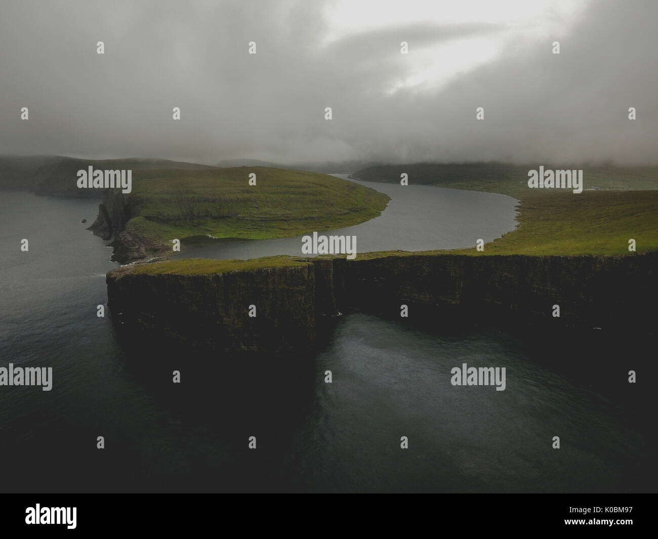 Faroe Islands - July 29, 2016. The Sorvagsvatn also known as Leitisvatn ...