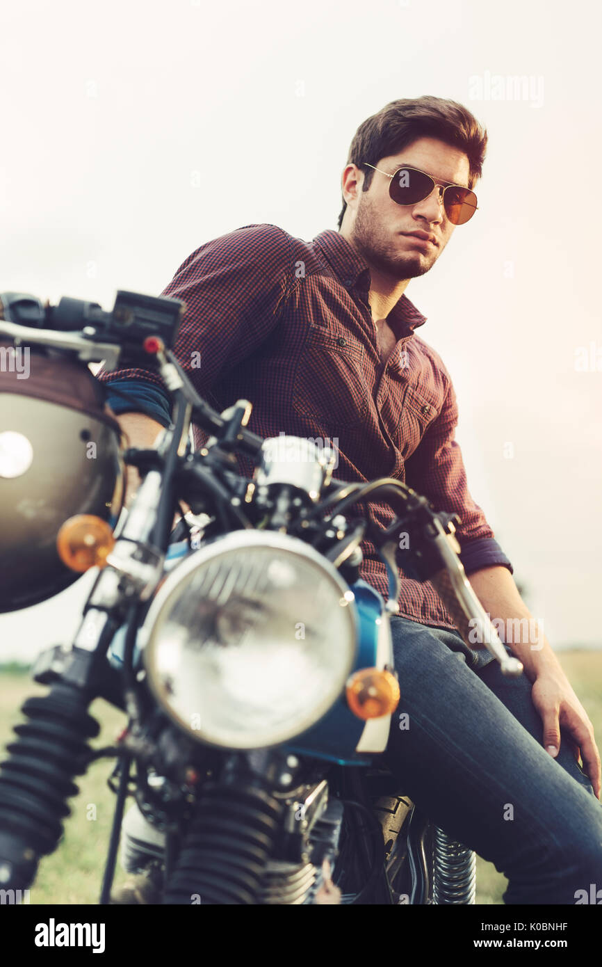 Brown leather motorcycle boots hi-res stock photography and images - Alamy