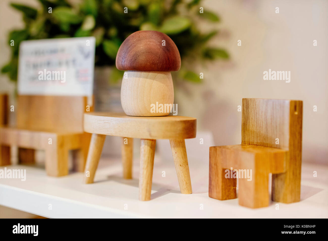 wood mushroom and chair Stock Photo - Alamy