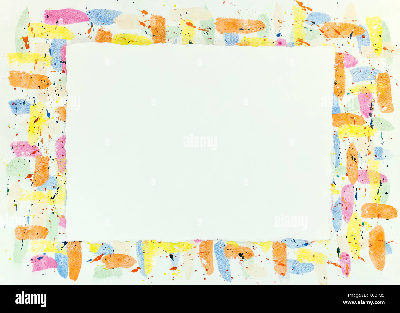 colorful bright abstract watercolor frame background with blots and ...