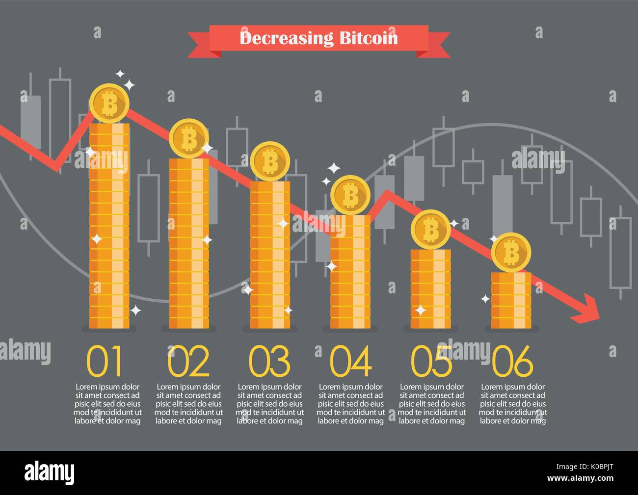 Bitcoin with graph down infographic. Financial concept Stock Vector ...