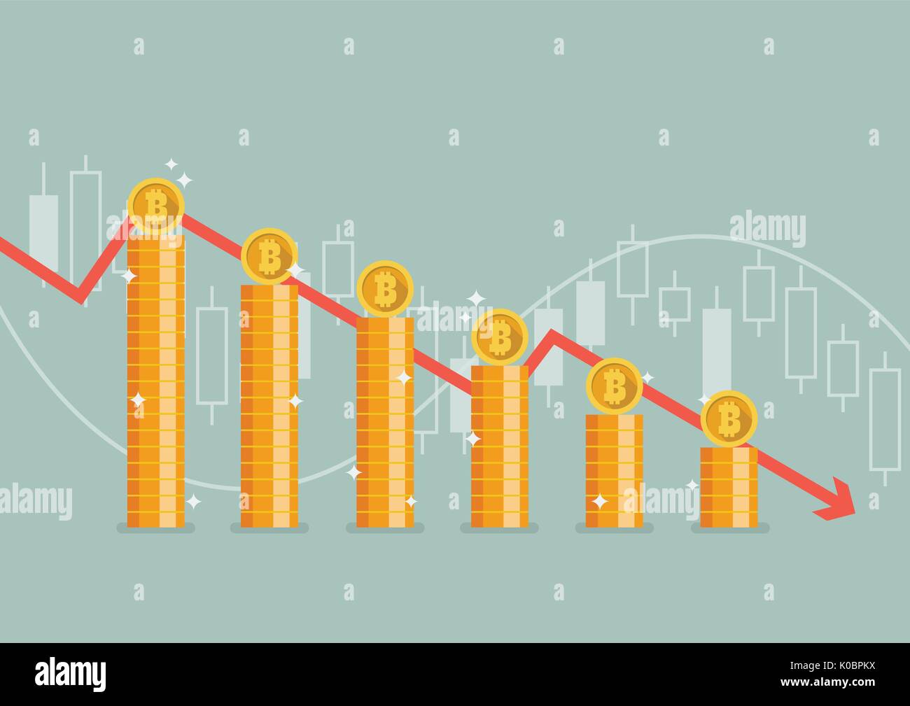 Down graph bitcoin sign Stock Vector Images - Alamy