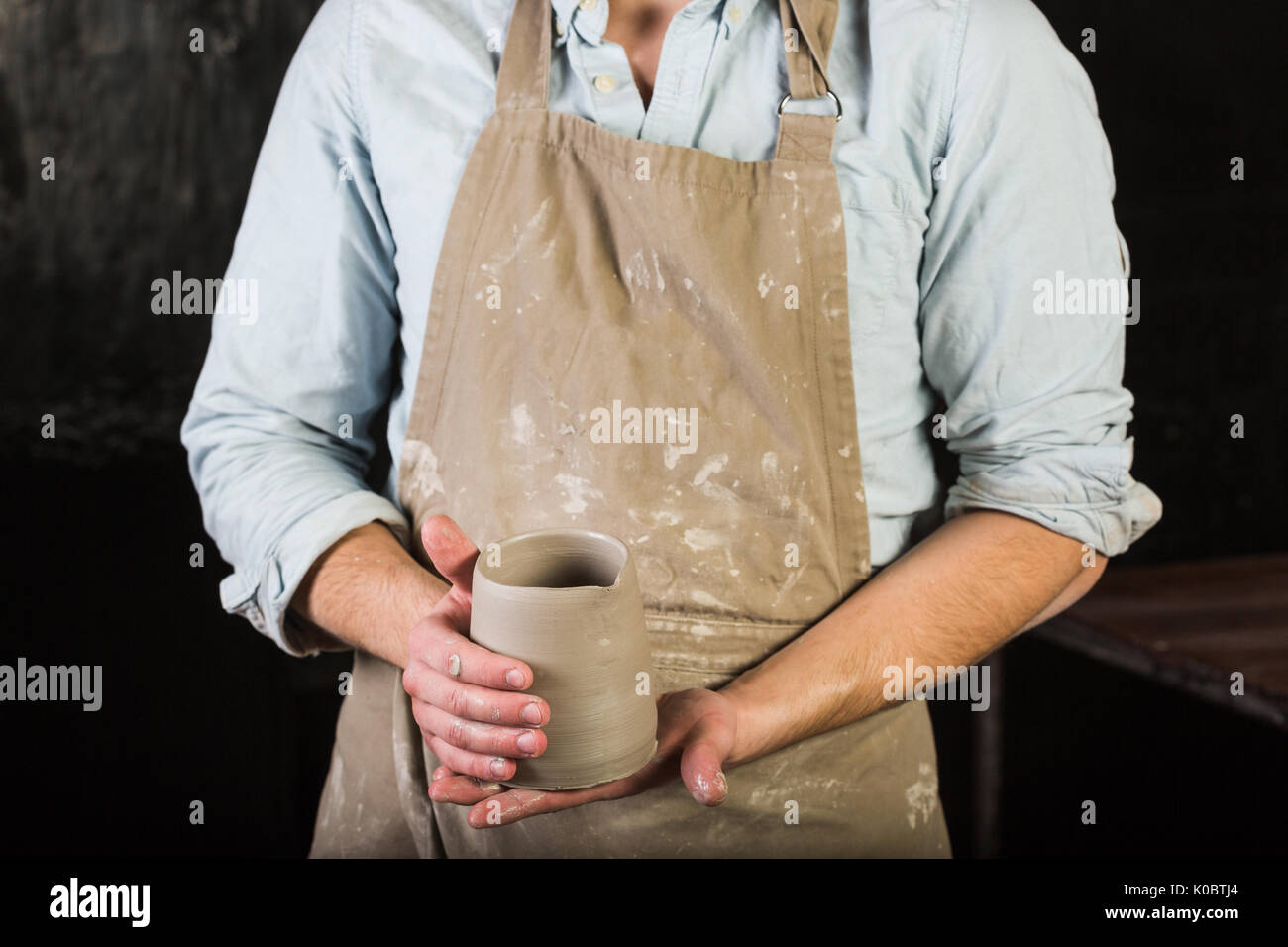 pottery, stoneware, ceramics art concept - close-up on master hands ...