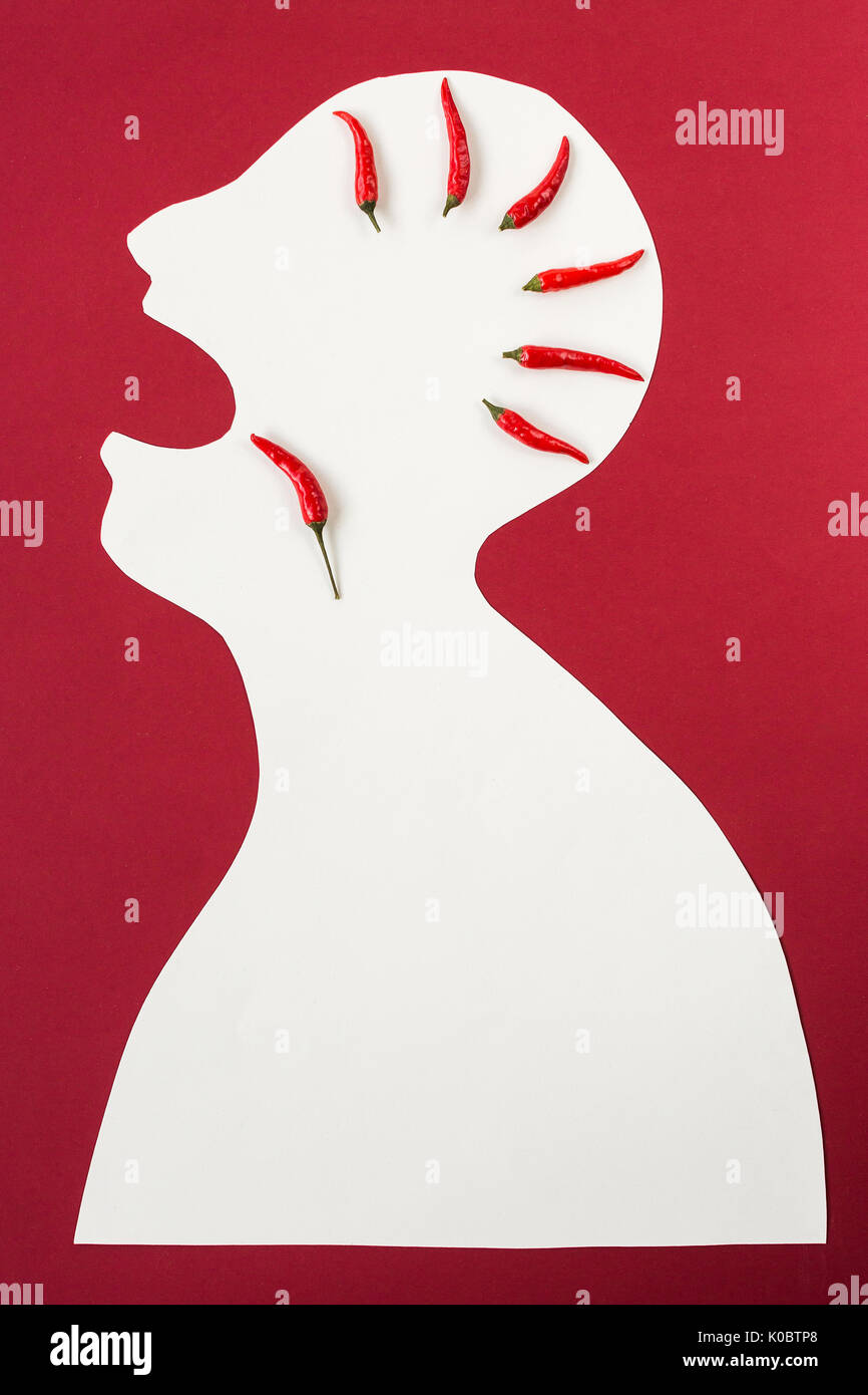 concept of human disease, suffering and stinging pain - abstract white ...