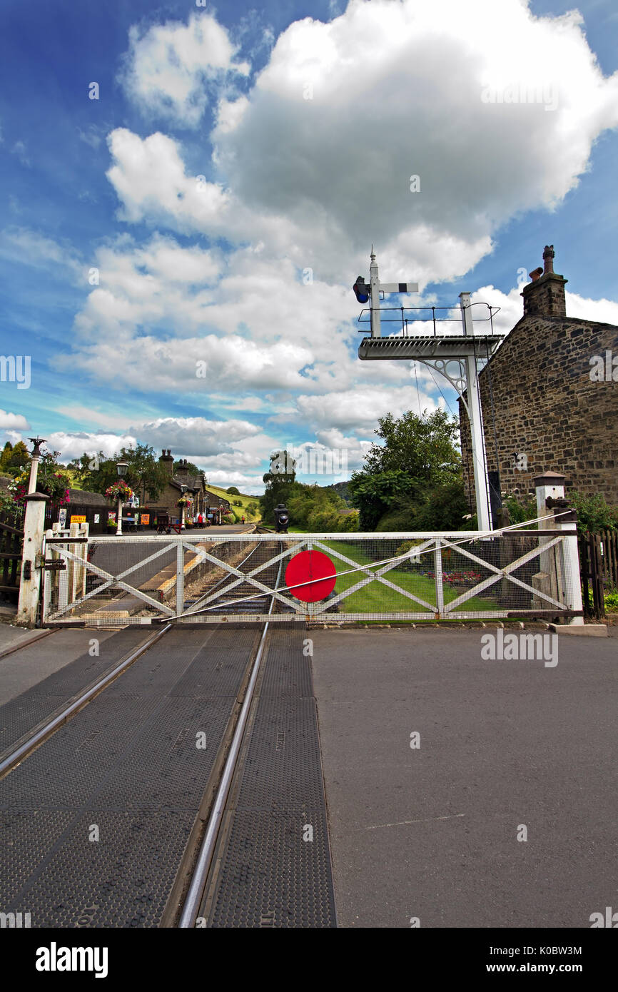 Level Crossing at Oakworth Station on the Keighley & Worth Valley ...