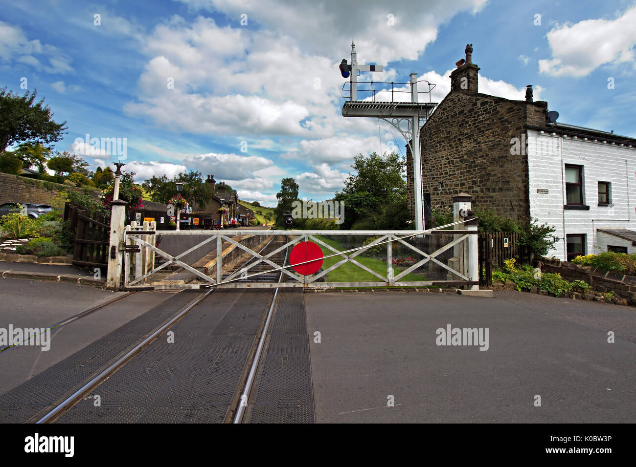Level Crossing at Oakworth Station on the Keighley & Worth Valley ...
