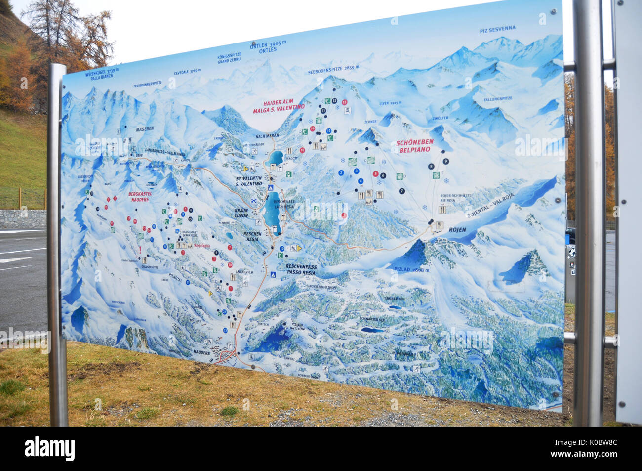 Map of Skiparadise Nauders in countryside at Trentino-Alto valley in ...