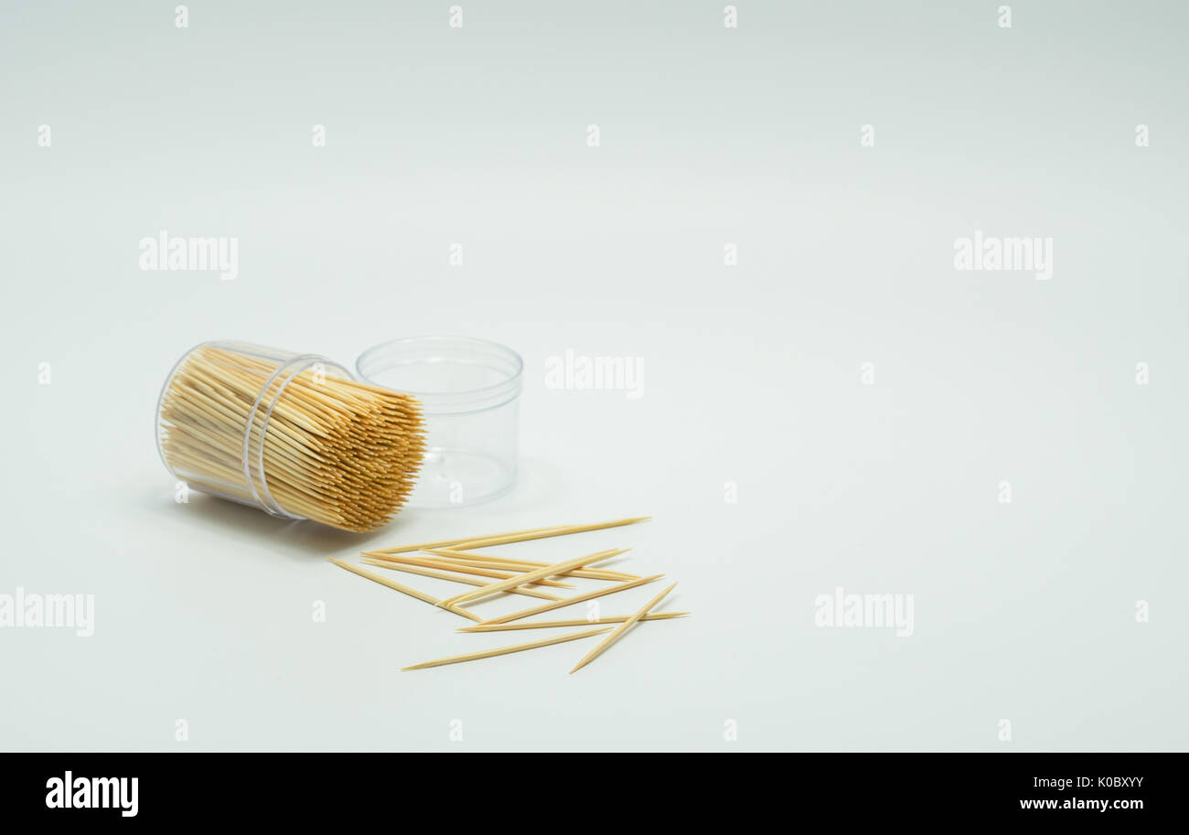 Toothpicks in a clear plastic bottle. And some fell on the floor ...