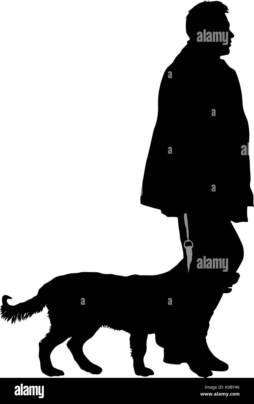 Dog with leash on white Stock Vector Images - Alamy
